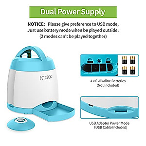 PETGEEK Automatic Dog Feeder Toy, Interactive Dog Puzzle Toys Treat Dispensing, Electronic Dog Food Dispenser Remote Control, Safe ABS Material Pet Toy for All Breeds of Dogs, Blue Color