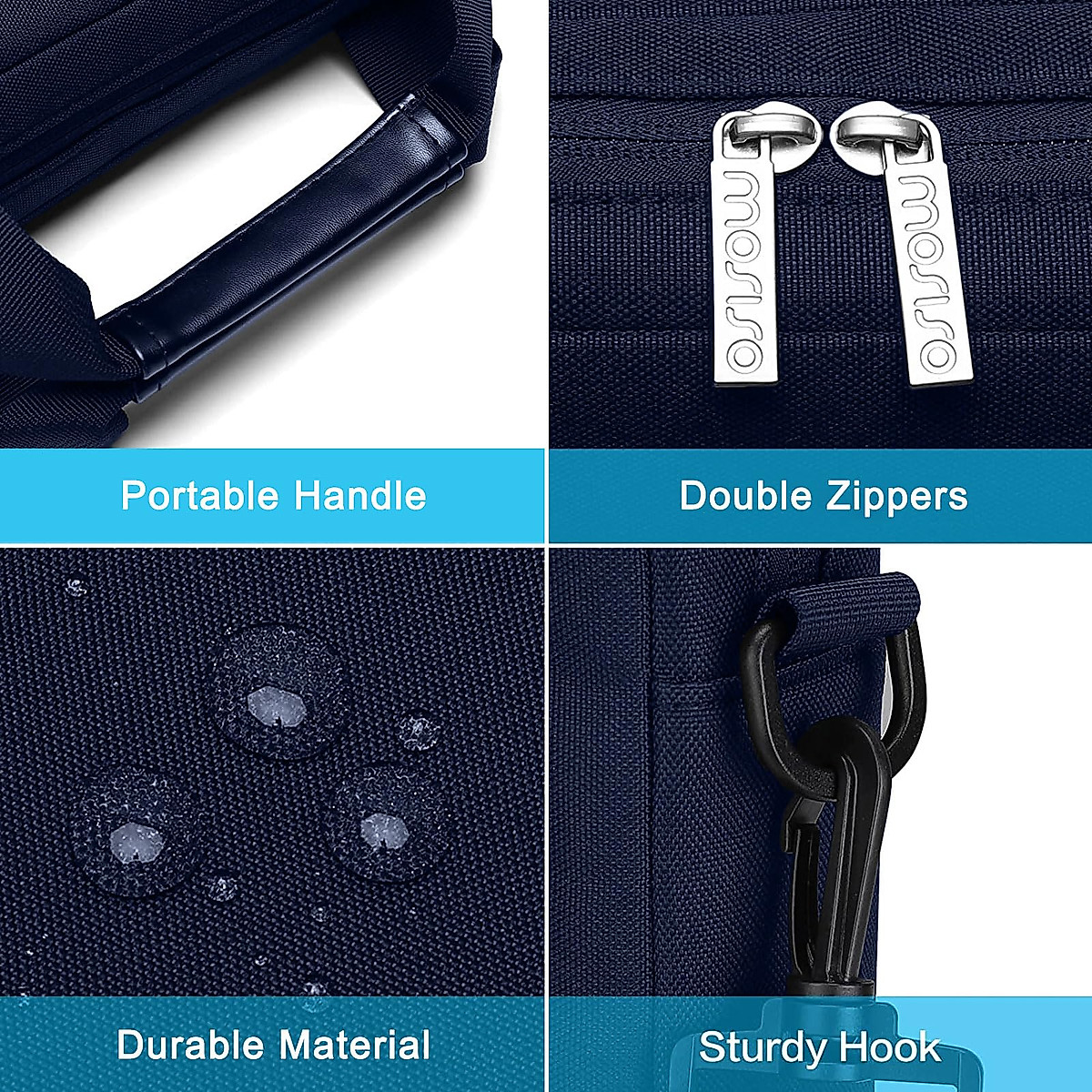 MOSISO Laptop Shoulder Messenger Bag Compatible with MacBook Pro 16 inch 2023-2019 M2 A2780 M1 A2485 A2141,15-15.6 inch Notebook with 2 Raised&1 Flapover&1 Horizontal Pocket&Handle&Belt, Navy Blue