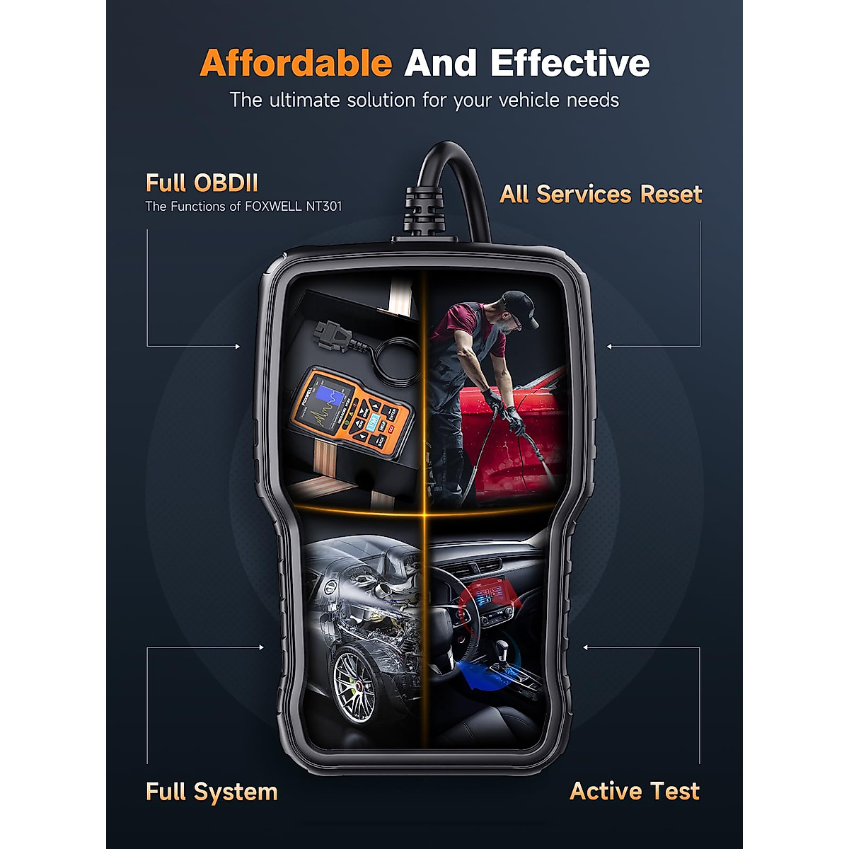 FOXWELL NT510 Elite fit for Porsche OBD2 Scanner Bi-Directional Scan Tool Full System Code Reader Diagnostic Tool with Active Test All Service Oil EPB ABS ESP SAS Lamp Reset CKP Battery Registration