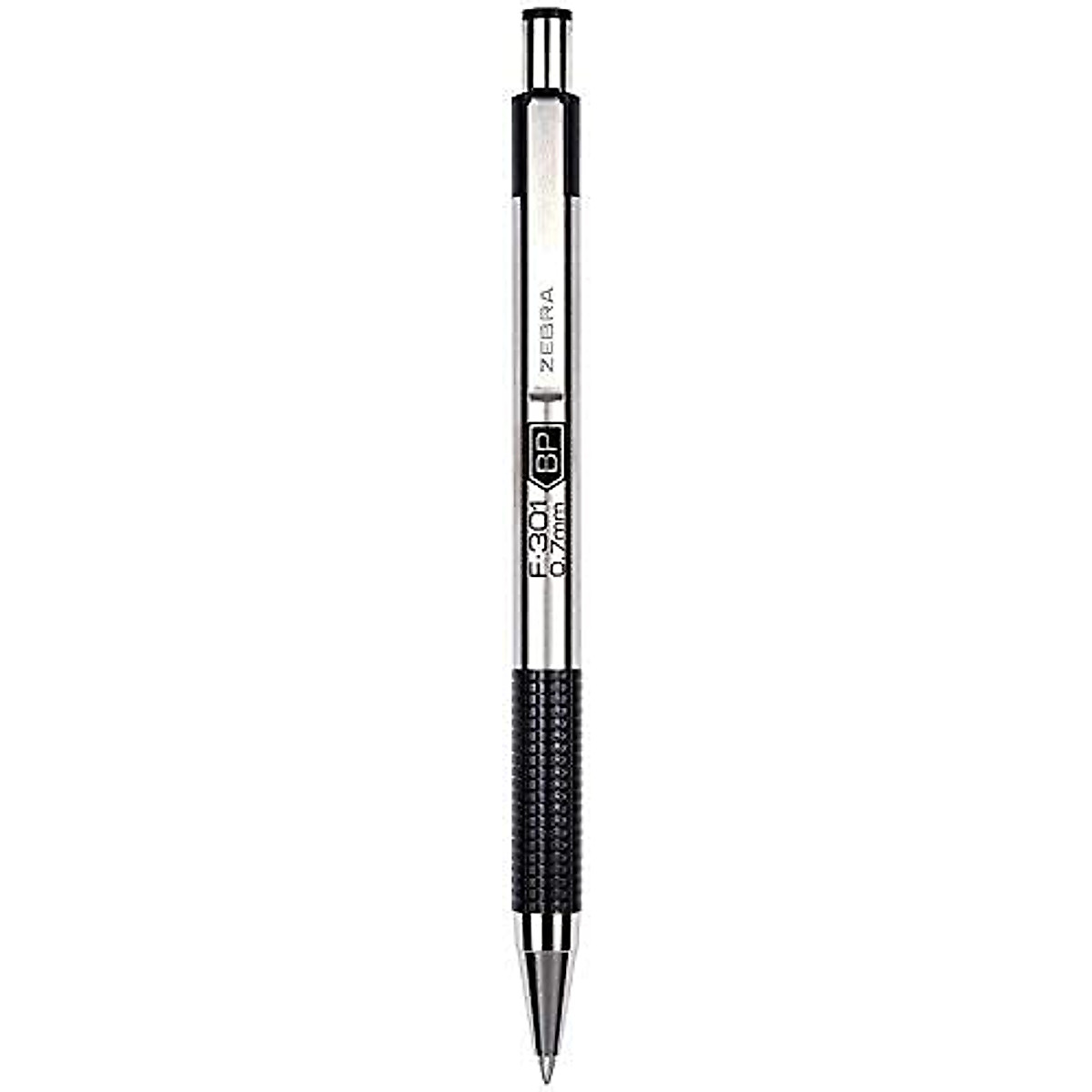 Zebra Pens Fine Point F 301, Combo Pack of 2 BLACK INK & 2 BLUE INK metal pens (Total of 4 Pens), Ballpoint Stainless Steel Retractable 0.7mm fine point ink pens