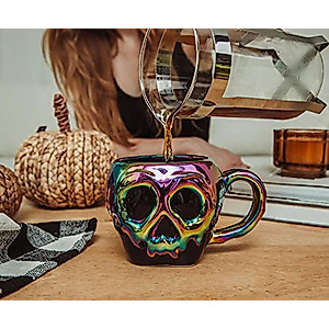 Disney Villains Evil Queen Poison Apple Iridescent Electroplated 3D Sculpted Ceramic Mug | Large 20-Ounce Coffee Cup