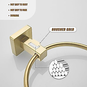 Leyden Brushed Gold Hand Towel Holder, Bathroom Towel Ring, Bath Hand Towel Hangers Wall Mounted Half Round Modern