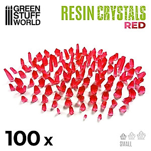 Green Stuff World GSWD-1281 Clear Resin Crystals, Red, Small Size, 100 Pieces, Diorama Material
