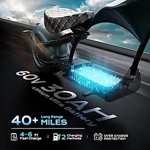 eAhora DOT Approved Emars M1P 2000W 37Mph Electric Motorcycle for Adults, 40 Miles 60V 30ah Lithium Battery, Street Legal Electric Mopeds for Adults for Urban Commuting