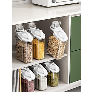 Total 2 items Cereal Containers Storage,Each2.5L Airtight Large Dry Food Storage .1 Blue 1 White.with Measuring Cup，BPA Free Plastic Dispenser，Suitable for Storing Grains Flour and Various Foods.