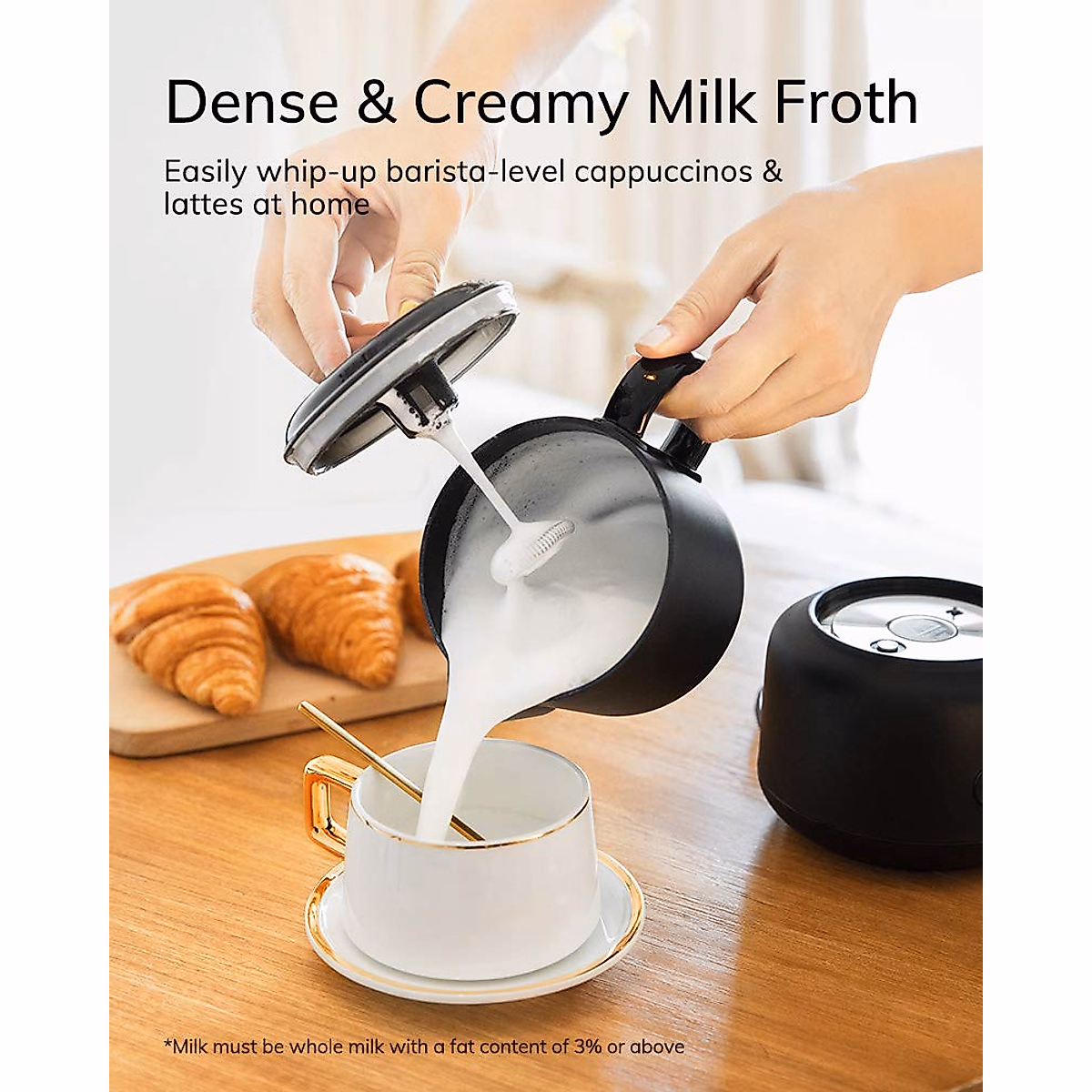 AEVO Milk Frothing Machine, Automatic Electric Milk Warmers and Foam Maker, Dishwasher Safe Detachable Pitcher, Milk Steamer and Frother, 4 Modes for Lattes, Cappuccinos, Hot Chocolate, and More