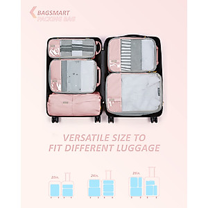 BAGSMART 6 Set Compression Packing Cubes for Travel, Lightweight Vacation Travel Essentials for Women, Travel Accessories for Suitcase Organizer Bags Set, Durable Luggage Organizer Travel Bags