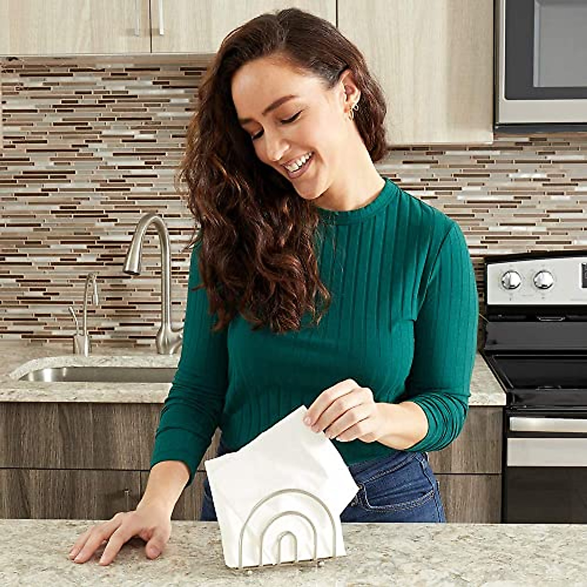 Home Basics Paper Satin Nickel Collection Napkin Holder [Misc.], 5.50" L x 2.75" W x 4.50" H