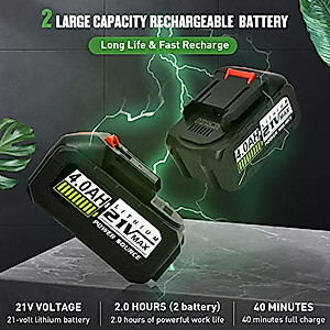 HZG Cordless Pressure Washer, Brushless Portable Pressure Washer,3 Adjustable Levels with 6-in-1 Nozzle,Max 950 PSI, 2× 21V 4.0Ah Rechargeable Battery for Car,Fence,Floor Cleaning & Watering,Black