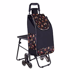 Generic Climb Stairs Hand Truck Portable Shopping Trolley Large Capacity Hand Truck Folding Shopping Cart for Home Shop Garage,Can Hold 330 Lbs (H)