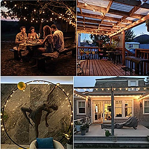ZOTOYI Solar Outdoor String Lights 50FT Globe String Lights Patio Lights with 24+2 LED Filament Plastic Bulbs, Commercial Waterproof Shatterproof for Backyard Tents Garden Porch Cafe Party