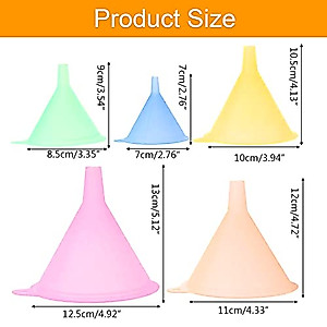 Kitchen Plastic Small Funnel, Liquid Small Funnel, Food Grade Plastic Funnel Set, 5 Sizes of Colorful Kitchen Funnel Set, Small Cooking Free Funnel, Kitchen Small Water Bottle Powder Funnel