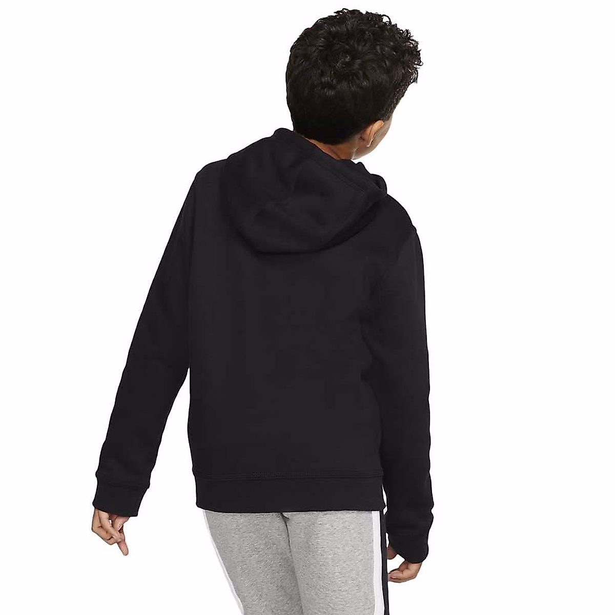 Nike Boy's NSW Club Full Zip Hoodie, Black/Black/White, Medium
