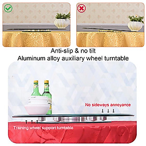 WDZDMYL Glass Lazy Susan Turntable, with Silent Smooth Aluminum Alloy Bearing, Round Tabletop Rotating Serving Tray, for Kitchen Dining, Parties, Wedding 110cm/44in