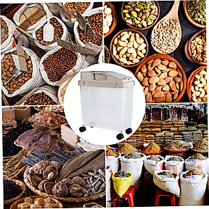 Ingredient Storage Bin Container 10kg Rice Dry Food Sealed on Wheels with Lid Measuring Cup Coffee.