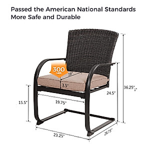 Grand patio 2 Piece Outdoor Wicker Dining Chairs, Spring Patio Furniture Dining Chairs Set of 2 with Cushions for Garden Pool Backyard Lawn, Beige