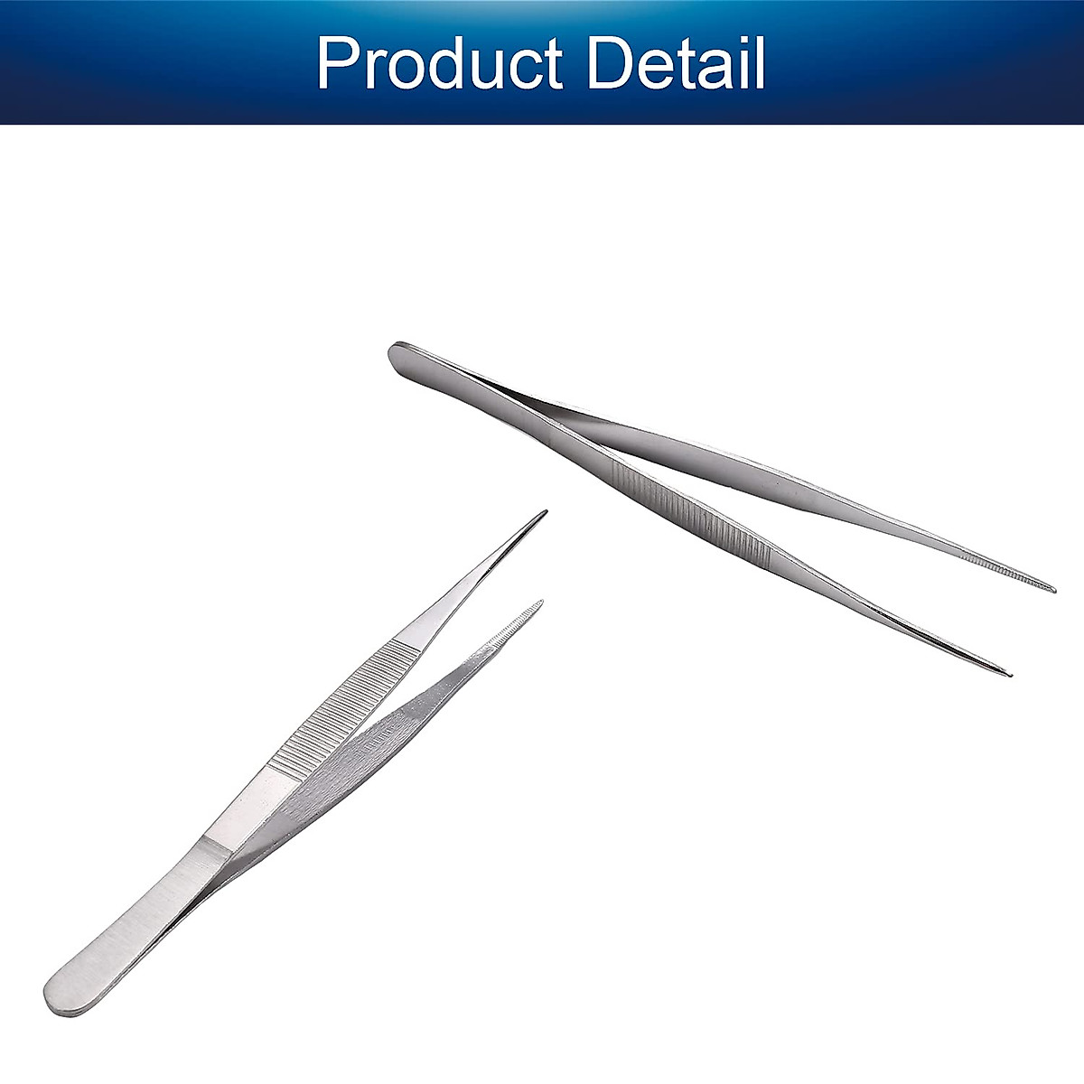 Utoolmart 1Pcs 200mm Lenght Stainless Steel Straight Pointed Tweezers with Serrated Tip