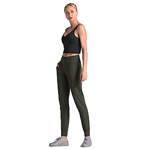 Dragon Fit Joggers for Women with Pockets,High Waist Workout Yoga Tapered Sweatpants Women's Lounge Pants (Medium, Joggers78-Dark Olive)