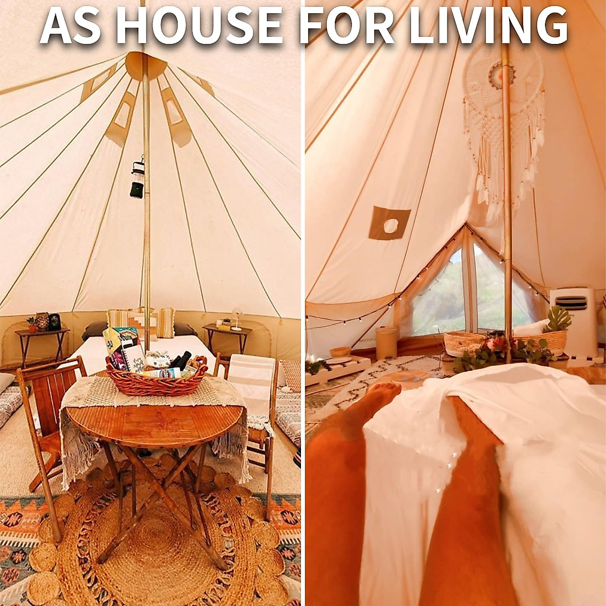 DANCHEL OUTDOOR Waterproof Yurt Tent with Stove Jack for 6 Person Camping, Glamping Canvas Tent with Footprint Accessories