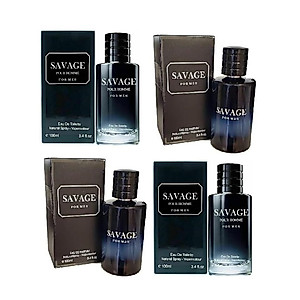 4 Pack Savage for Men | Inspired perfume |- 3.4 Oz Men's Eau De Parfum Spray & Eau de Toilette Spray - Refreshing & Warm Masculine Scent /100ml each (Pack of 4)