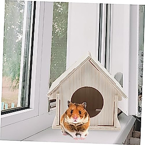 Balacoo 2pcs Wooden pet House Wooden Toys Hamster Toy Wooden House Hamster Accessories Chinchilla Hamster nest Small pet Small Animals Wooden cage Seesaw The Swing Multi-Layer Small House