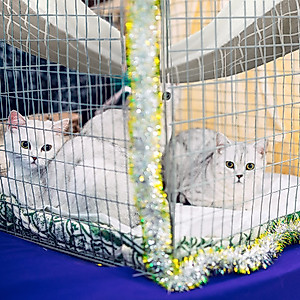 2 Pieces Reversible Cat Hanging Hammock Soft Breathable Pet Cage Hammock with Adjustable Straps and Metal Hooks Double-Sided Hanging Bed for Cats Small Dogs Rabbits (Cat and Plaid,L)