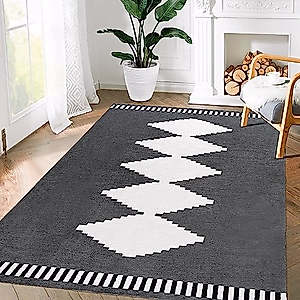 GlowSol Area Rugs 8x10 Boho Living Room Rugs Geomertic Shaggy Rugs Boho Moroccan Rug Non Slip Floor Cover Soft Fluffy Area Rug Bedroom Dining Room Office Rug Accent Carpet,Grey 8x10