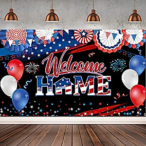 Welcome Home Banner Decoration Patriotic Welcome Home Backdrop Large Fabric Military Army Welcome Back Photo Backdrop for Deployment Returning Homecoming Party Decorations Supplies, 72.8 x 43.3 Inch