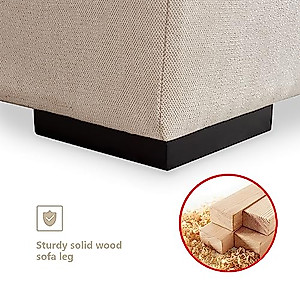 Eafurn U Shaped Down Filled Oversized Cloud Couch with Double Chaise, Deep Seat Free Combination Convertible Corner Sectional Sofa Bed with Detachable Backrest and Wooden Legs for Living Room Office