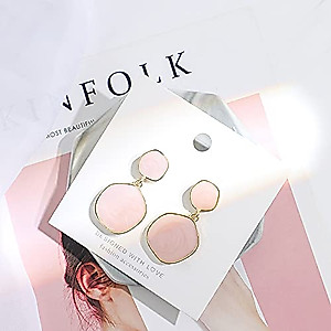 Flairs New York Marble Drop Dangle Earrings Set (Baby Pink Marble, Pack of 1 Pair)