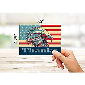 Small World Greetings Bald Eagle Thank You Cards 12 Count - Patriotic Thanks - Veteran's Day - Eagle Scouts - Military - Boy Scouts - Blank Inside with Envelopes - 5.5" x 4.25" (A2 Size)