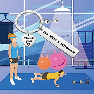 FOTAP Fitness Trainer Thank You Gift You Make a Difference Keychain Workout Jewelry Gift for Fitness Instructor(fitness keychain)