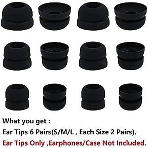 BLLQ Ear Tips Replacement for Beats Fit Pro/Studio Buds, 6 Pairs Double Flange Silicone Eartips Earbuds Tips Compatible with Beats Studio Buds/Fit Pro,S/M/L 3 Size,Black 2F6PSML