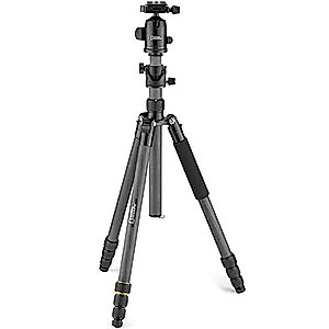 NATIONAL GEOGRAPHIC Travel Tripod, 5-Section Legs, Carbon Fiber, Compatible with Canon, Nikon, Sony DSLR, 90 Column, Twist Locks 360 Degree Ball Head,Quick Release Plate, 8KG Load Capacity, Carry Bag