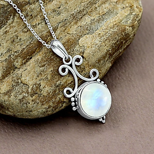 TISHAVI 5.45Cts Natural Moonstone Pendant Necklace For Women June Birthstone Vintage Jewelry Women'S Day Gifts For Mom Wife Sister