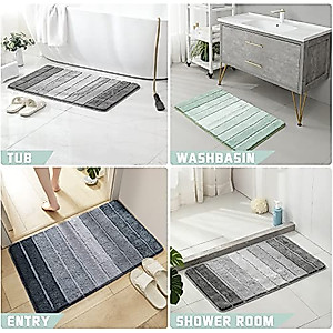 BlissJolly Non Slip Bathroom Rug - Soft and Absorbent Microfibrer Bath Mats for Bathroom, Machine Wash Dry, Plush Shaggy Bath Mat Rugs for Shower, Tub, Floor - 17x24,Green