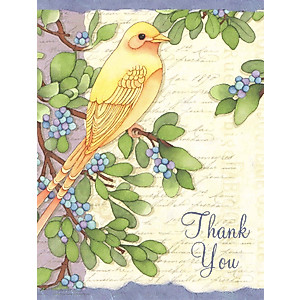 Joy Hall Winged Floral Thank You Cards (8 Cards; 4" x 5.25"; White Envelopes)