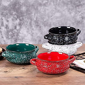 Cutiset 20 Ounce Speckled Glaze Ceramic Soup Bowls with Handles,for French onion, Soup, Chili, Set of 4