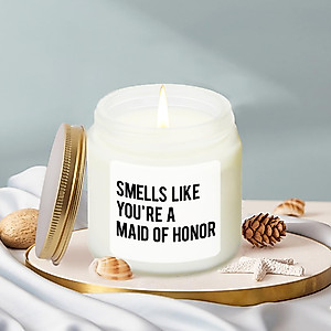 LAMIVEENLA Maid of Honor Gifts Scented Candle Lavender - Cool Bridesmaid Gifts for Matron of Honor Gifts Maid of Honor Proposal Gifts Soy Candle 4oz