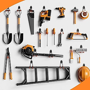 Kitmiido 12 Pack Garage Hooks,Heavy Duty Steel Wall Mounted Organiser,Anti-Slip Storage Hook for Organising Bike, Ladder, Garden Tools, Ropes, Cables（Orange）