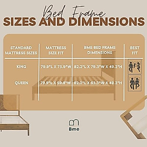 Bme Ethan Solid Wood King Bed Frame with Diamond Headboard - Rustic & Mid-century Modern - Acacia Wood Platform Bed - Compatible with All Mattresses - No Box Spring Needed - Rustic Dark Brown