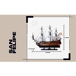 Old Modern Handicrafts San Felipe Medium Wooden Model Ship, Multi