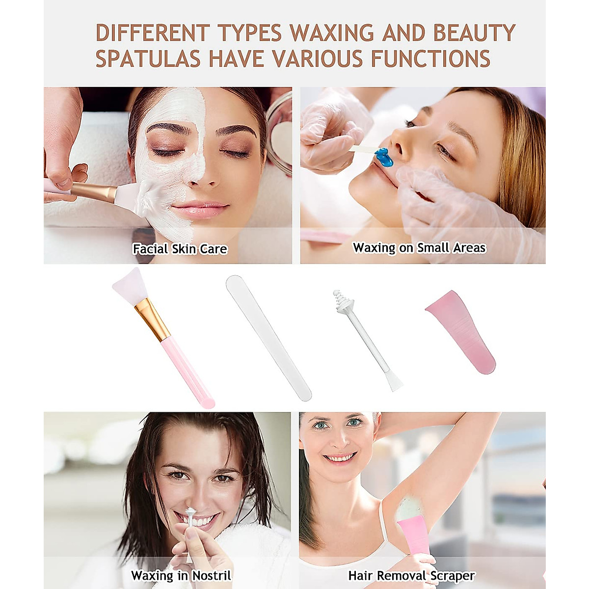 TCJJ 15PCS Non-stick Wax Sticks Reusable Wax Spatulas Wax Applicators Large Small Plastic Scraper for Hair Removal Waxing and Beauty Makeup