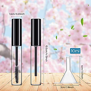 12 Pieces 10 ml Empty Mascara Tubes Eyelash Serum Tubes and Eyeliner Tubes Set Includes 4 Eyelash Cream Container Bottle, 4 Liquid Eyeliner Mascara Container, 4 Funnels for Castor Oil DIY Mascara