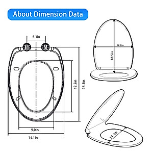 Toilet seat, Slow Close, White heavy duty Toilet Seat with Non-slip Seat Bumpers Easy to Install & Clean PP Material Replacement Toilet Seat Fits All Toilet Brands Elongated Toilets(Y6)