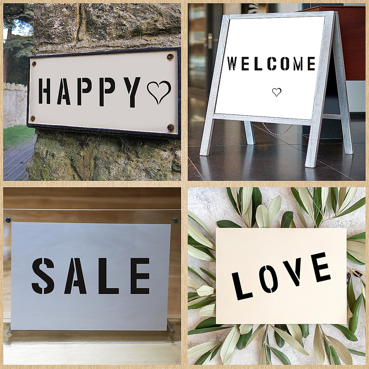 42pcs Traceable Interlocking Stencil Template Set, 3 Inch Reusable Letter Stencils, Alphabet Numbers and Symbols for Painting On Wood Bullet Journal Canvas Rock Sign Wall Art Fabric Chalkboard