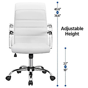 HOUKAI Adjustable Mid-Back Faux Leather Swivel Executive Office Chair, Computer Chair Home Office Chair Lift Swivel Chair (Color : D, Size : As Shown)