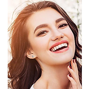 Fansilver 20G Hypoallergenic Flat Back Earrings for Women Men Silver 14K Gold Stainless Steel Stud Earrings Brithstone Cubic Zirconia Studs Surgical Steel Cartilage Earrings for Sensitive Ears