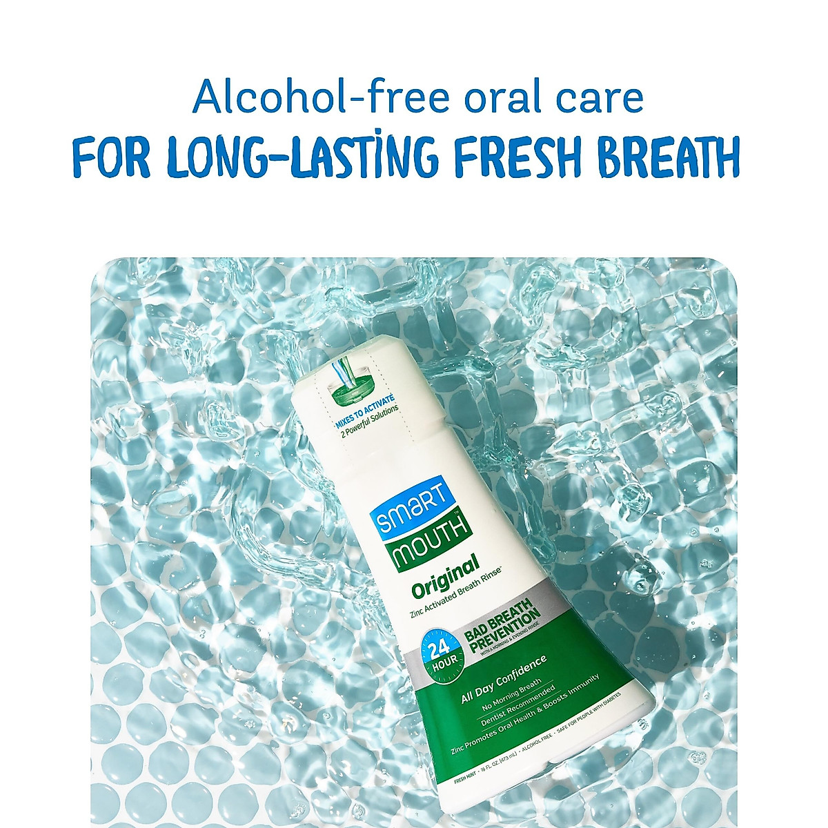 SmartMouth Original Activated Mouthwash - Adult Mouthwash for Fresh Breath - Oral Rinse for 24-Hour Bad Breath Relief with Twice Daily Use - Fresh Mint Flavor, 16 fl oz