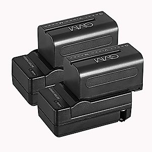 GVM 2 Pack NP-F750/770 4400mAh Batteries with Travel Chargers for NP-F975, NP-F960, NP-F950, NP-F930, NP-F770, NP-F750, NP-F550, DCR, DSR, HDR, FDR, HVR, HVL and LED Light